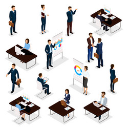 Isometric business meettings set Royalty Free Vector Image