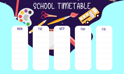 Template school timetable for students Royalty Free Vector