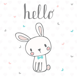 Cute postcard with funny rabbit card hello Vector Image
