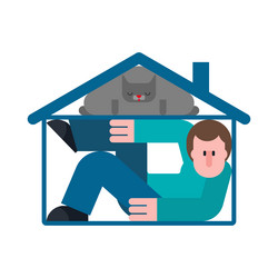 I stay at home man is self isolation mode Vector Image