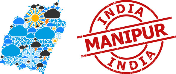 Population collage map manipur state Royalty Free Vector