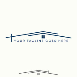 Unique three roof house middle center side window Vector Image