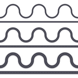 Road template set high view straight and curve Vector Image