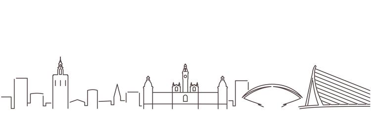 Valencia skyline horizontal banner Royalty Free Vector Image