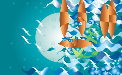 Abstract boat fantasy at night Royalty Free Vector Image