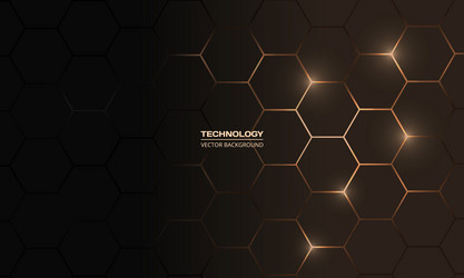 Hexagon technology black and gold colored Vector Image