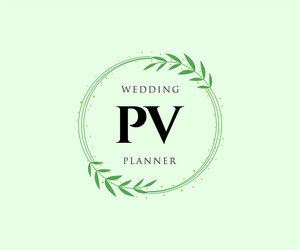 Pv initials letter wedding monogram logos Vector Image