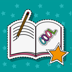 Microscope school tool patch sticker Royalty Free Vector