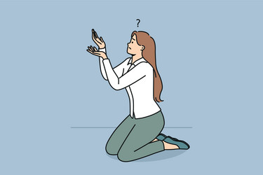 Young businesswoman lost on island ask for help Vector Image