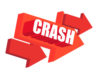 Crash 3d text banner on the background of down Vector Image