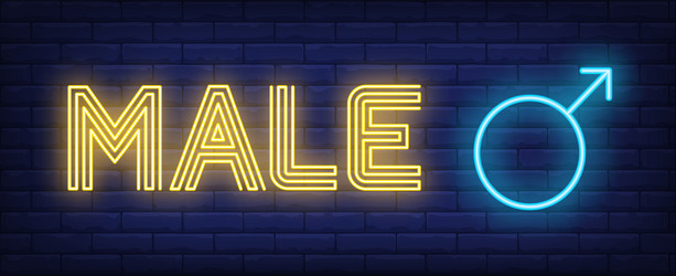 Gender neon text with symbol combining male Vector Image