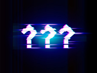 Neon question mark with glitch effect abstract Vector Image