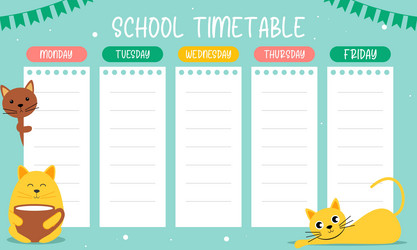Template school timetable for students Royalty Free Vector