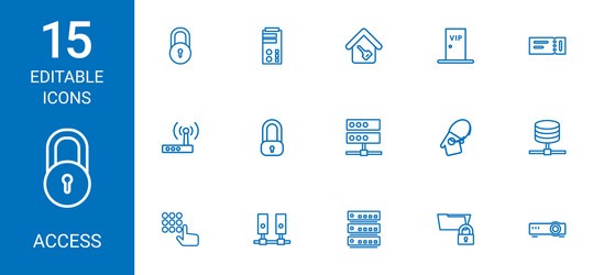13 access icons Royalty Free Vector Image - VectorStock