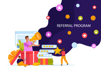 Referral program flat background Royalty Free Vector Image