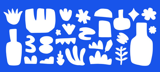 Cut out abstract organic shapes collage forms set Vector Image