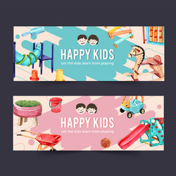 Playground banner design with roundabout slide Vector Image