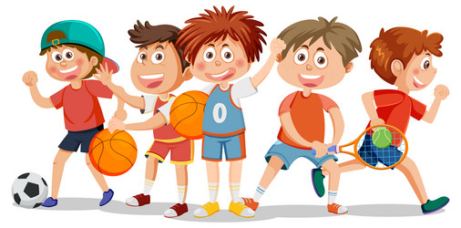Kids enjoying various sports Royalty Free Vector Image