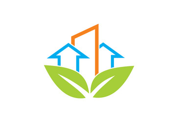 Green home sustainable building logo template Vector Image