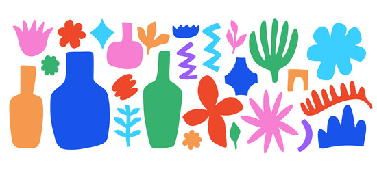 Cut out abstract organic shapes collage forms set Vector Image