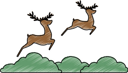 Group of reindeer jumping scene Royalty Free Vector Image