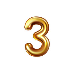 Golden number three logo with gold leaves Vector Image