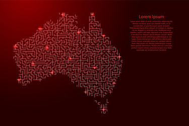 Australia map from futuristic concentric red Vector Image