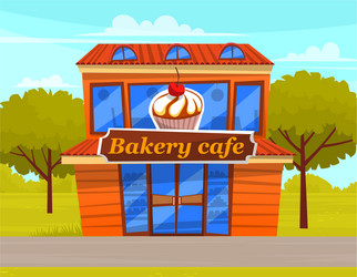 Bakery cake shop store building front Royalty Free Vector