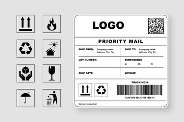 Shipping barcode label sticker template Royalty Free Vector