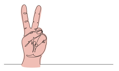 Peace hand sign hand gesture v pixel art line Vector Image