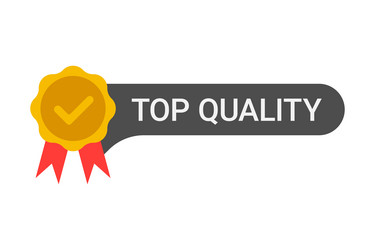 Top quality label with five stars and thumbs up Vector Image