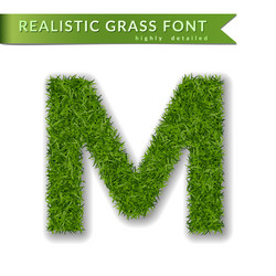 Green folded paper letter m Royalty Free Vector Image