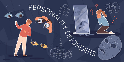 Personality disorders flat composition Royalty Free Vector