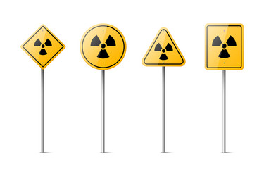 Yellow warning danger radiation sign icon Vector Image