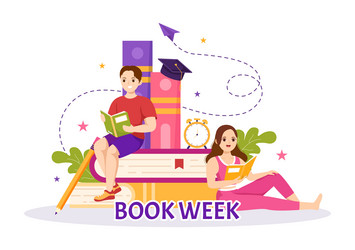 Book week events with people reading or students Vector Image