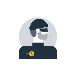 Bank robber character head criminal man avatar Vector Image