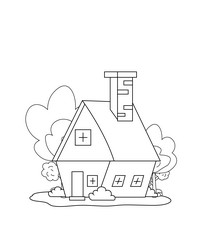 Easy simple house coloring page modern art Vector Image