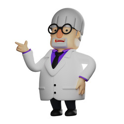 Professor 3d cartoon character looks confused Vector Image