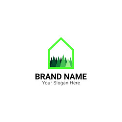 Geometric forest house logo design ideas Vector Image