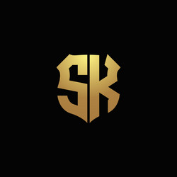 Sm logo monogram with gold colors and shield Vector Image