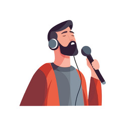 One person singing with microphone Royalty Free Vector Image