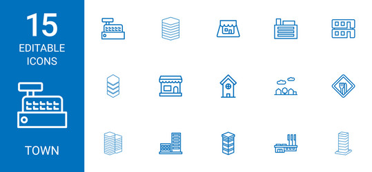 33 town icons Royalty Free Vector Image - VectorStock