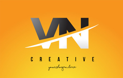 Vn v n letter modern logo design with yellow Vector Image