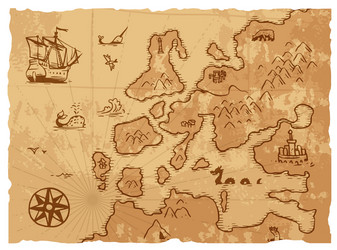 Old world map flat ancient Royalty Free Vector Image