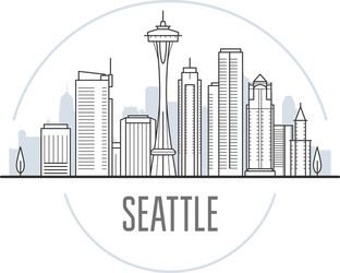 Seattle skyline washington usa Royalty Free Vector Image