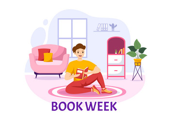 Book week events with people reading or students Vector Image