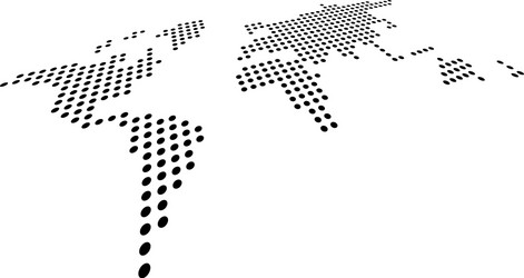 Dotted map world side view distortion black Vector Image