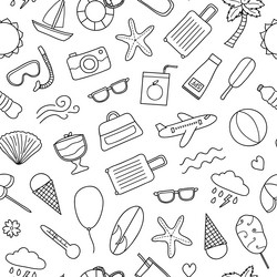 Summer tropical beach doodle set Royalty Free Vector Image