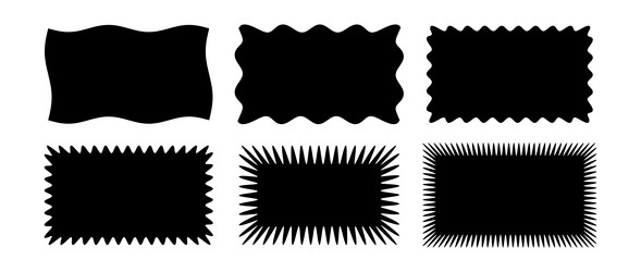 Wavy edge rectangle shape collection black jagged Vector Image