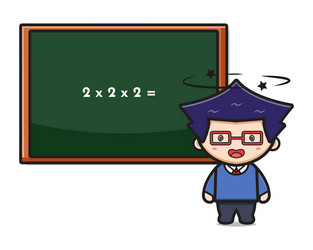 Cute boy student confused doing math cartoon icon – Royalty-Free Vector ...